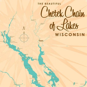 Chetek Chain of Lakes Wisconsin | Lake House Décor | Cabin Art | Custom ...