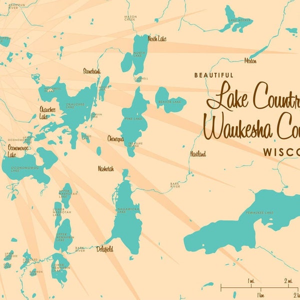 Maps of Lake Country Wisconsin - Etsy