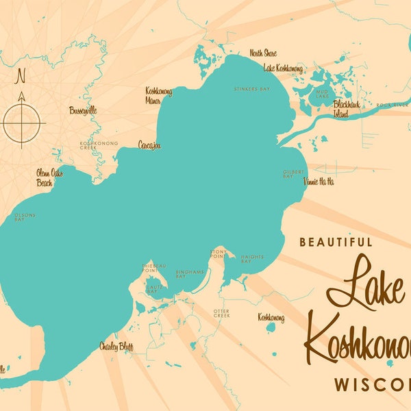 Lake Koshkonong Map - Etsy