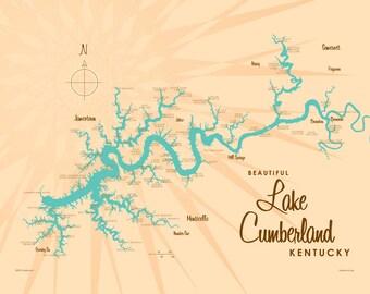 Kentucky lake map | Etsy