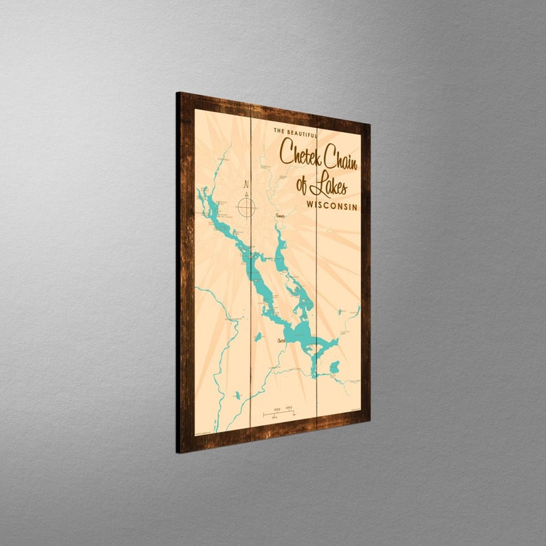 Chetek Chain of Lakes Wisconsin, Rustic Wood Sign Map Art - Etsy