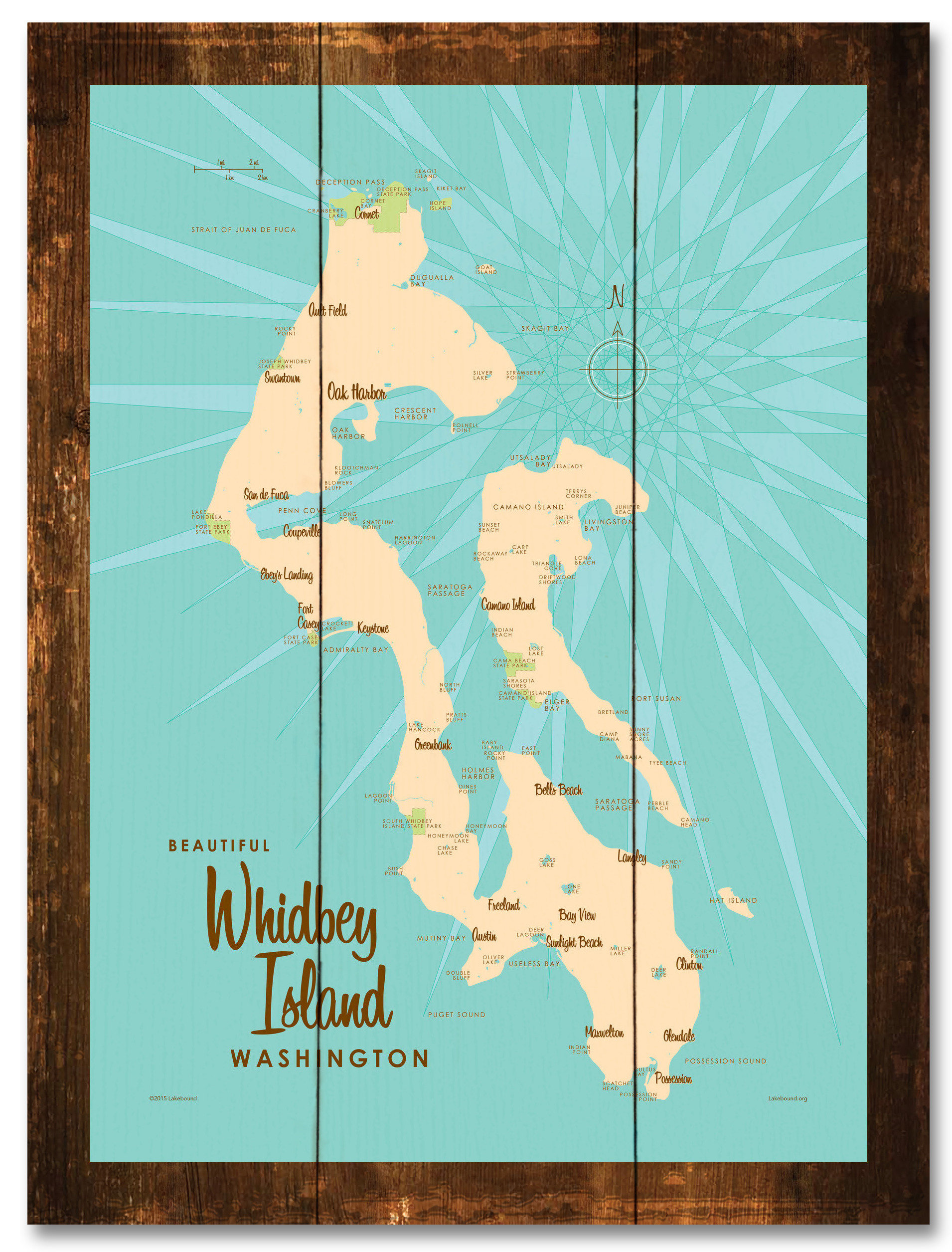 Whidbey Island Washington Rustic Wood Sign Map Art | Etsy