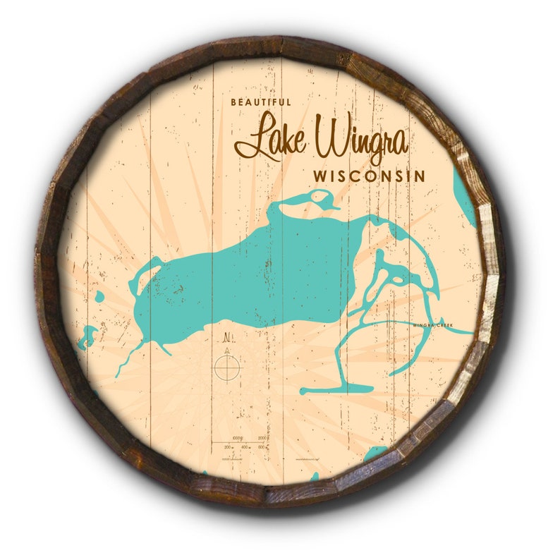Lake Wingra Wisconsin Rustic Barrel End Map Art - Etsy