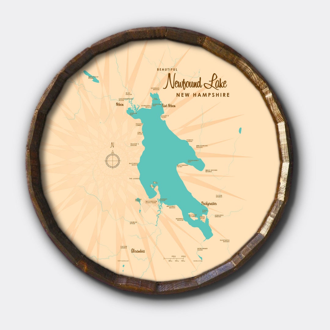 Newfound Lake New Hampshire Lake House Décor Cabin Art Custom Map Gifts ...