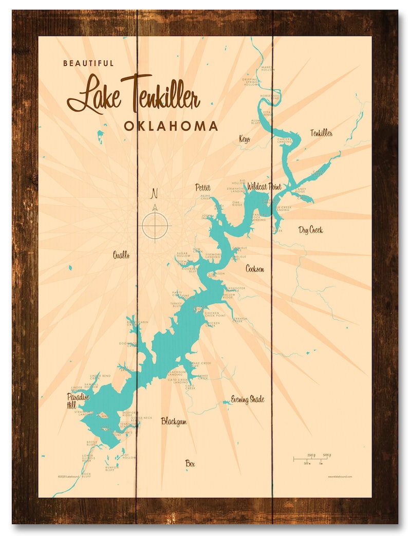 Lake Tenkiller Oklahoma Rustic Wood Sign Map Art - Etsy