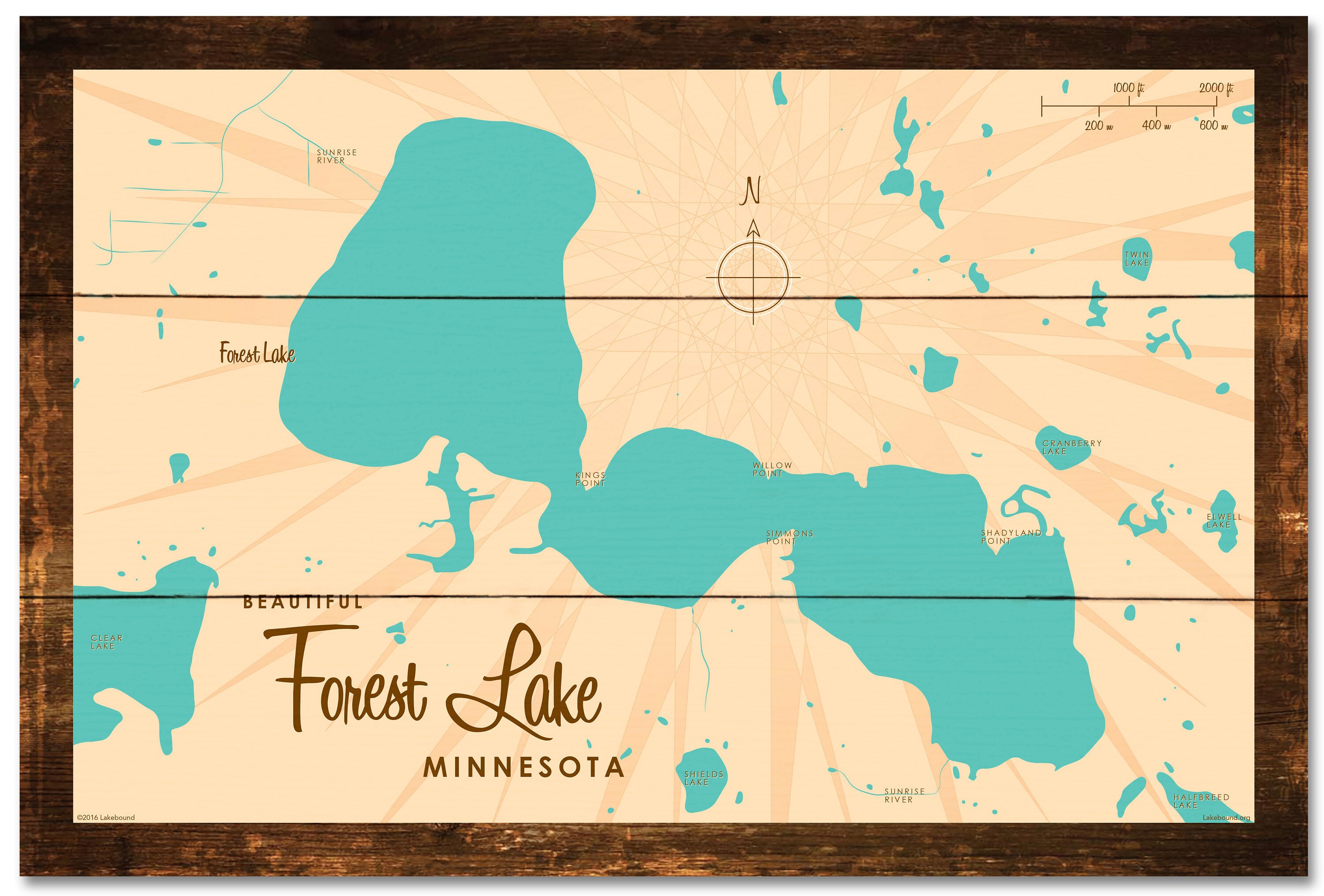 Forest Lake Minnesota Rustic Wood Sign Map Art | Etsy
