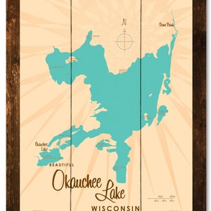 Okauchee Lake Wisconsin, Rustic Wood Sign Map Art - Etsy