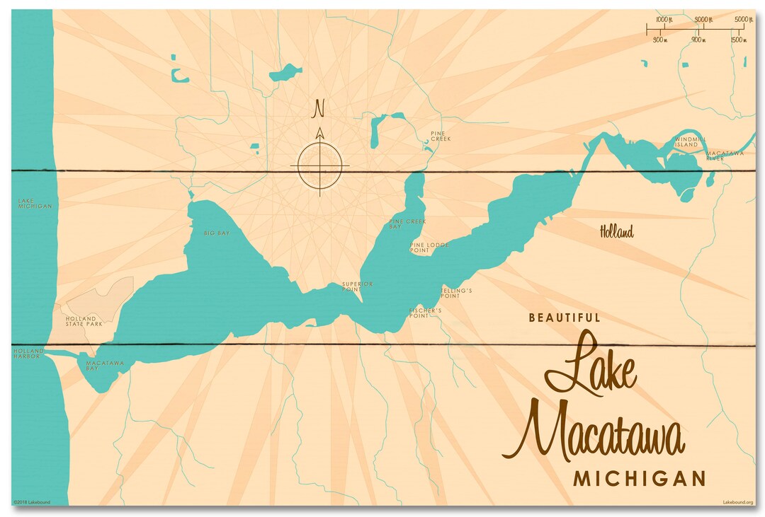 Lake Macatawa Michigan | Lake House Décor | Cabin Art | Custom Map ...