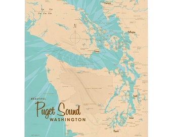 Vintage Puget Sound Lighthouse Map 1898 Washington State - Etsy