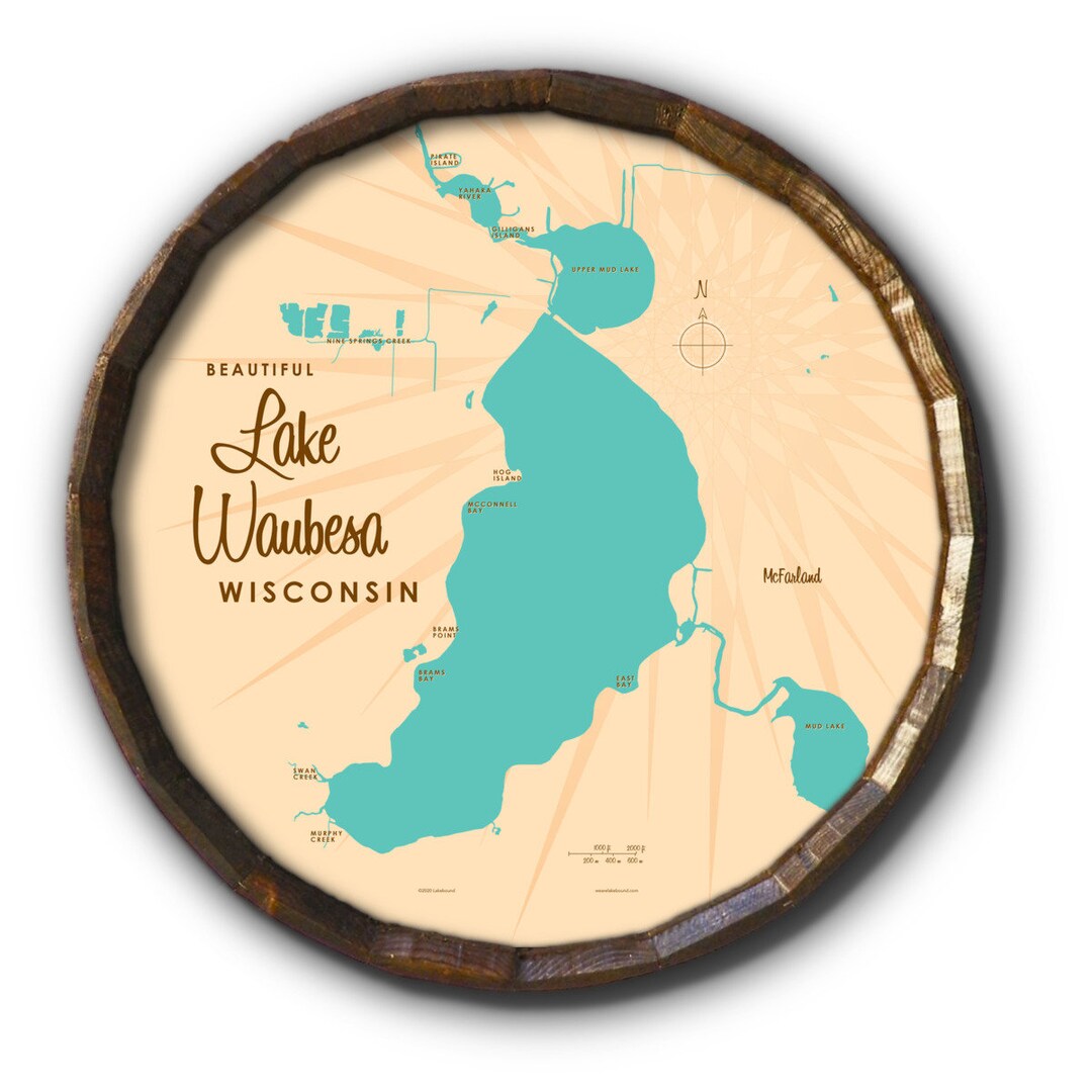 Lake Waubesa Wisconsin | Lake House Décor | Cabin Art | Custom Map ...