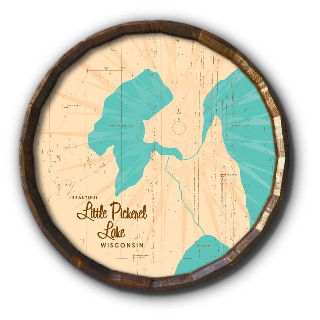 Little Pickerel Lake Wisconsin, Rustic Barrel End Map Art - Etsy