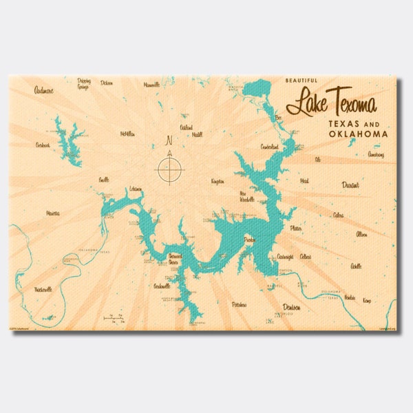 Lake Texoma Map Svg - Etsy