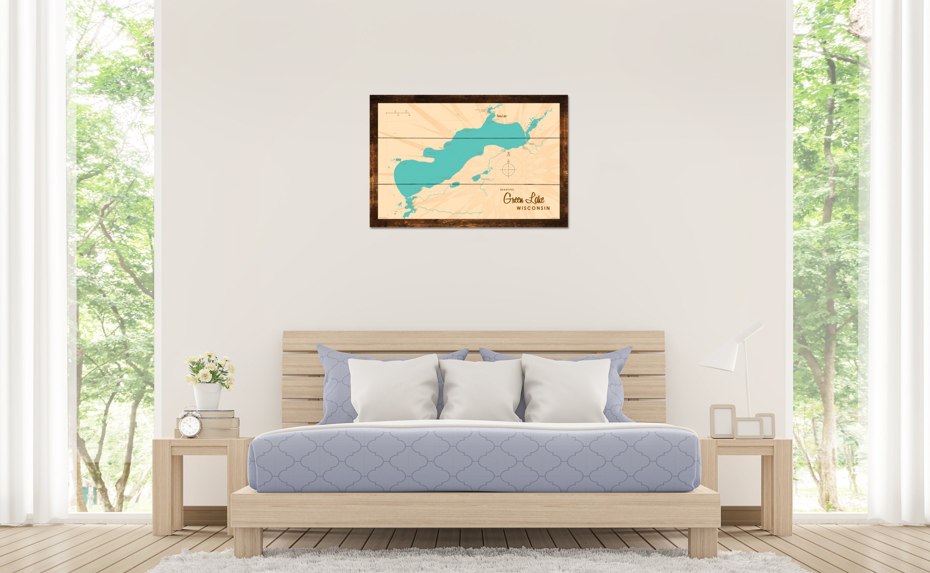 Green Lake Wisconsin, Rustic Wood Sign Map Art - Etsy