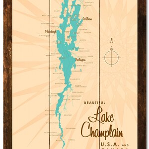 Lake Champlain New York, Rustic Wood Sign Map Art - Etsy