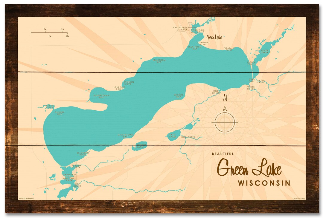 Green Lake Wisconsin, Rustic Wood Sign Map Art - Etsy