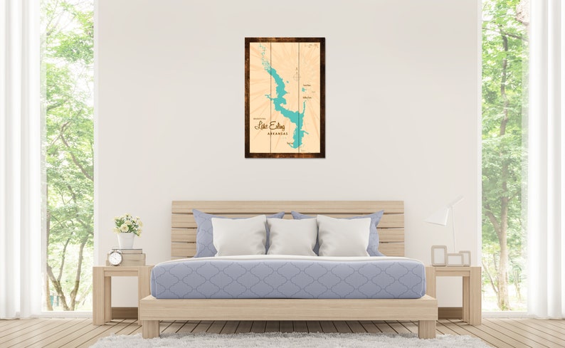 Lake Erling Arkansas Rustic Wood Sign Map Art - Etsy