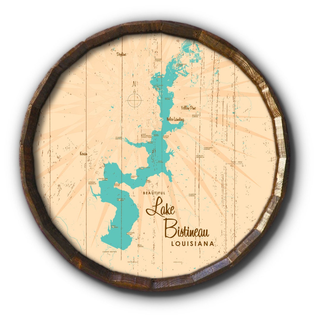 Lake Bistineau Louisiana, Rustic Barrel End Map Art - Etsy