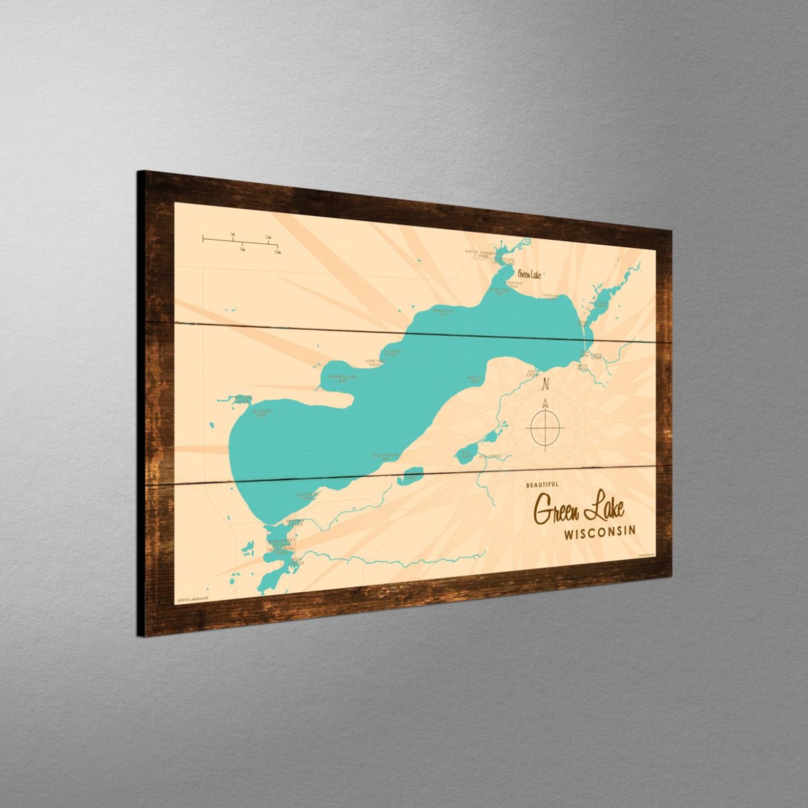 Green Lake Wisconsin, Rustic Wood Sign Map Art - Etsy