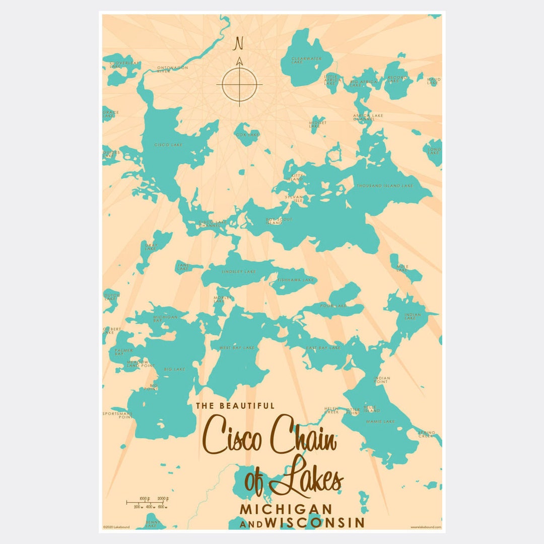 Cisco Chain of Lakes WI Michigan | Lake House Décor | Cabin Art ...
