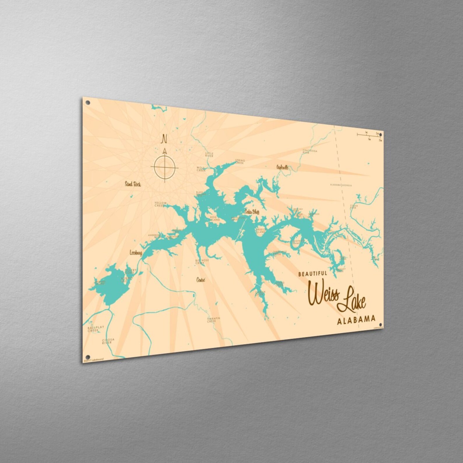 Weiss Lake Alabama | Lake House Décor | Cabin Art | Custom Map Gifts ...