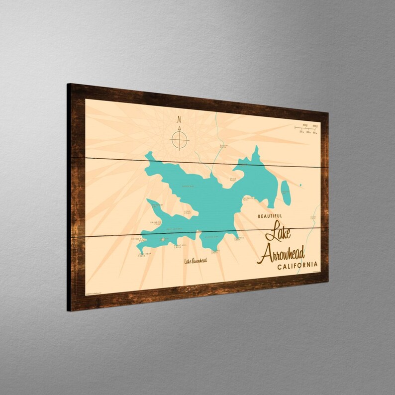 Lake Arrowhead California Rustic Wood Sign Map Art - Etsy