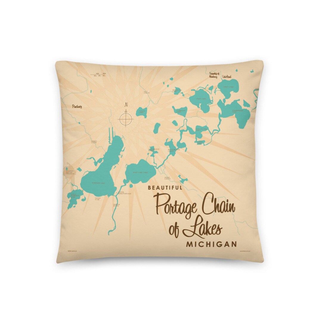 Portage Chain of Lakes Michigan | Lake House Décor | Cabin Art | Custom ...