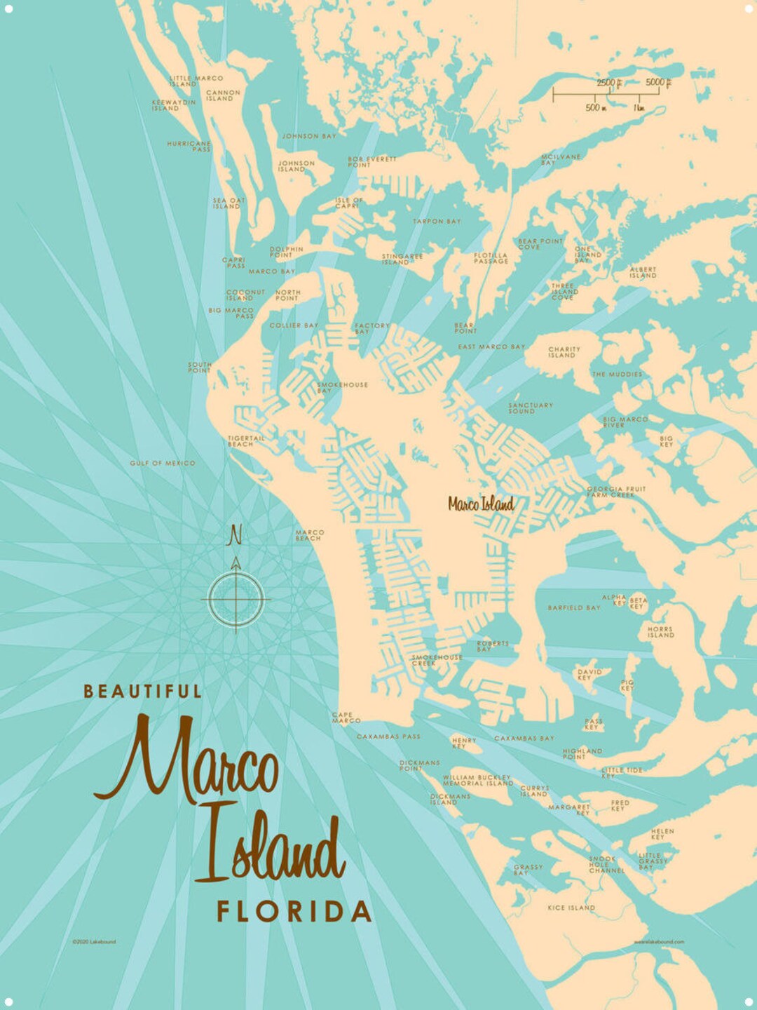 Marco Island Florida | Lake House Décor | Cabin Art | Custom Map Gifts ...