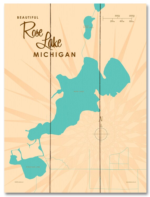 Rose Lake Michigan Lake House Décor Cabin Art Custom Map - Etsy