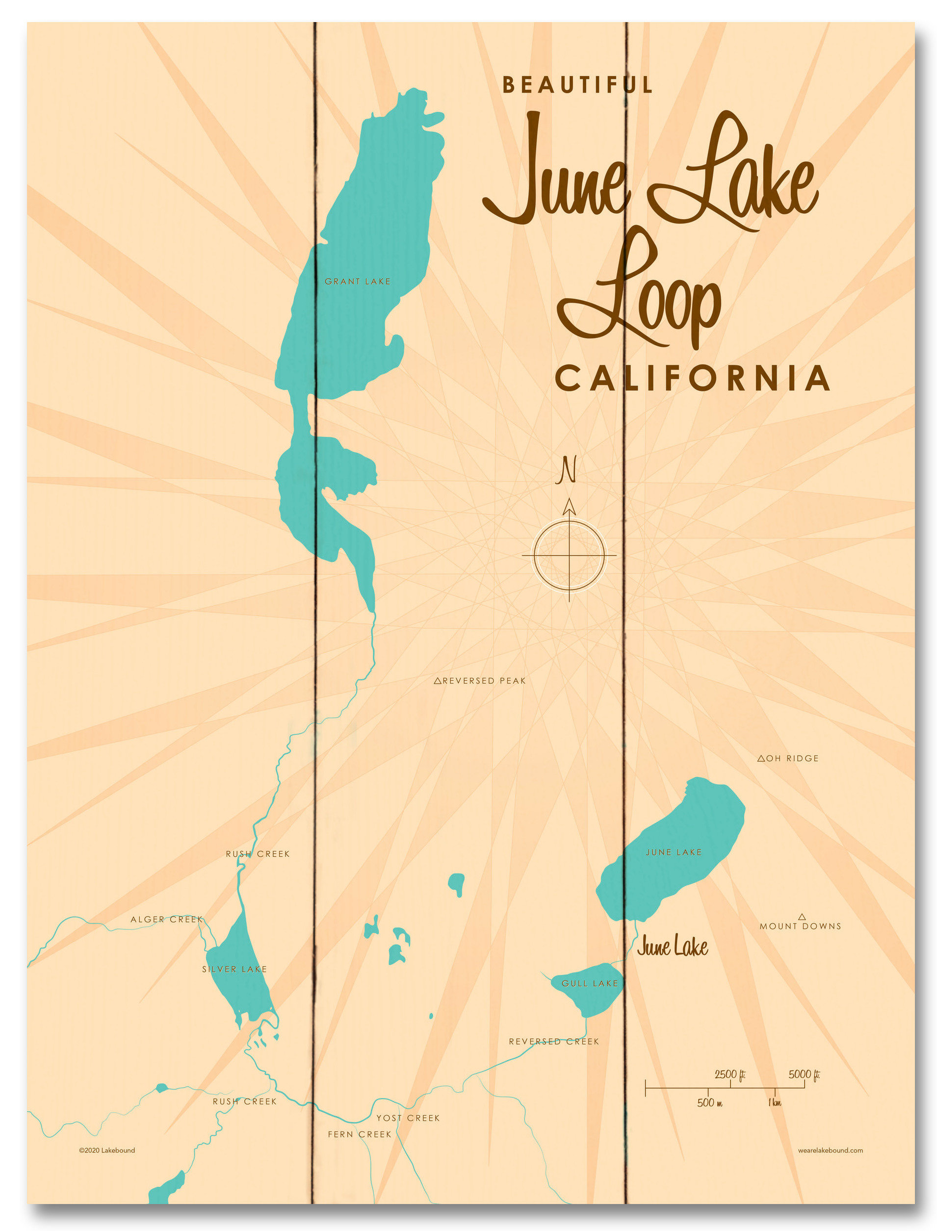 June Lake Loop California Wood Sign Map Art | Etsy