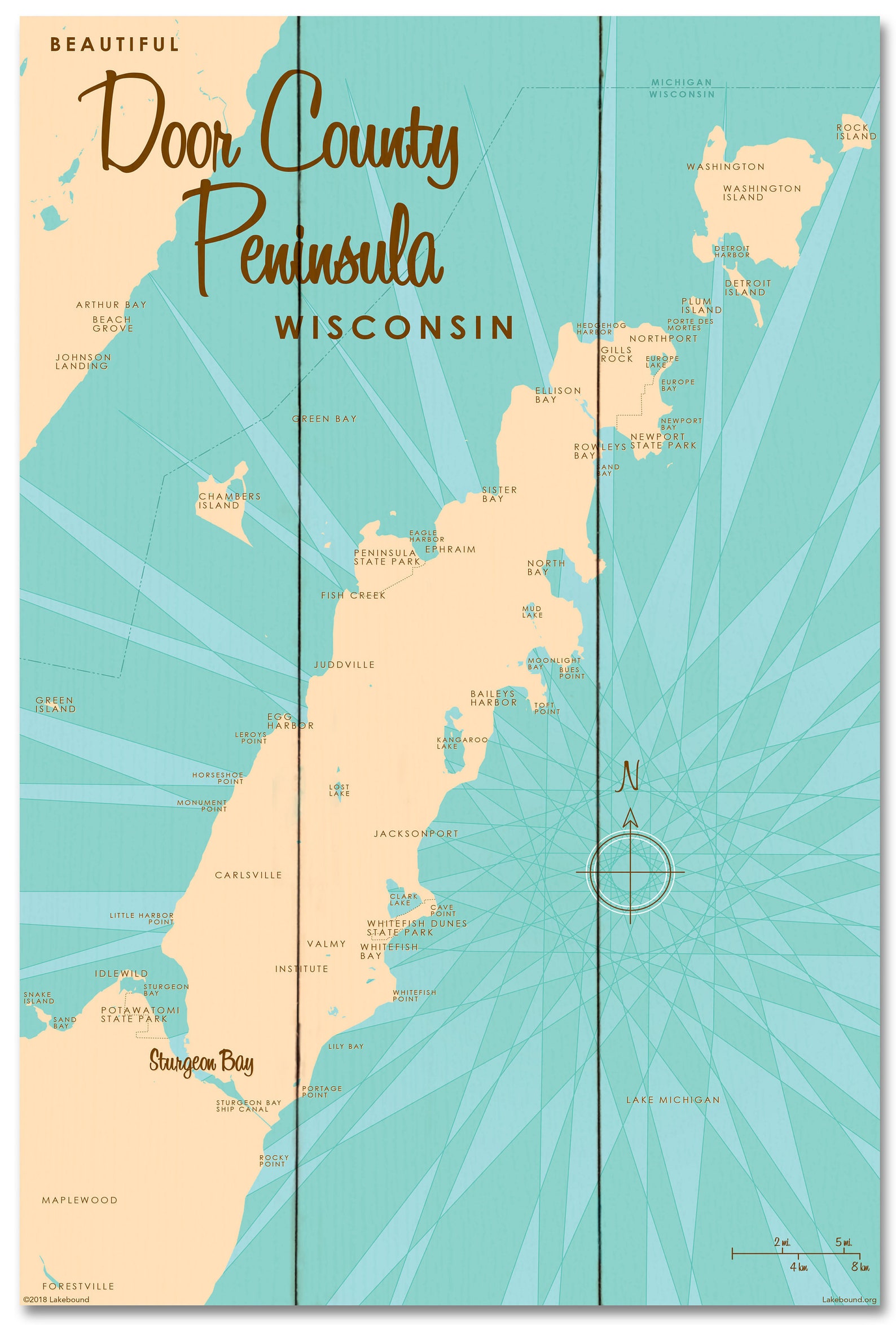 Door County Peninsula Wisconsin | Lake House Décor | Cabin Art | Custom ...