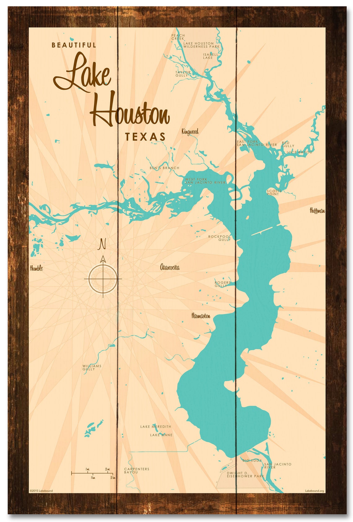 Lake Houston Texas Rustic Wood Sign Map Art | Etsy