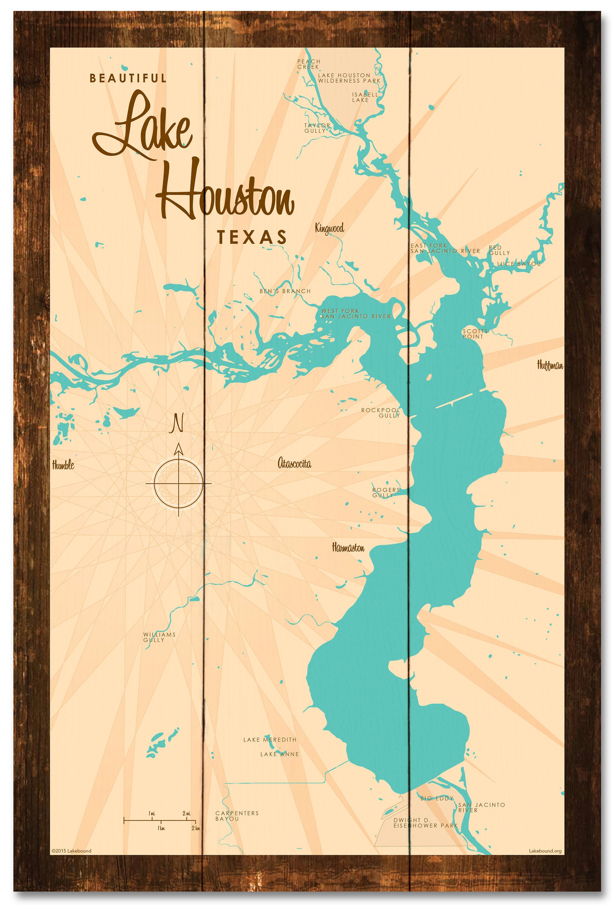 Lake Houston Texas Rustic Wood Sign Map Art | Etsy