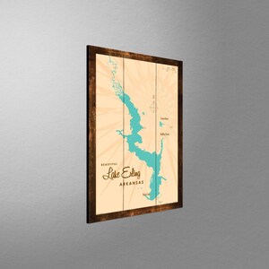 Lake Erling Arkansas, Rustic Wood Sign Map Art - Etsy