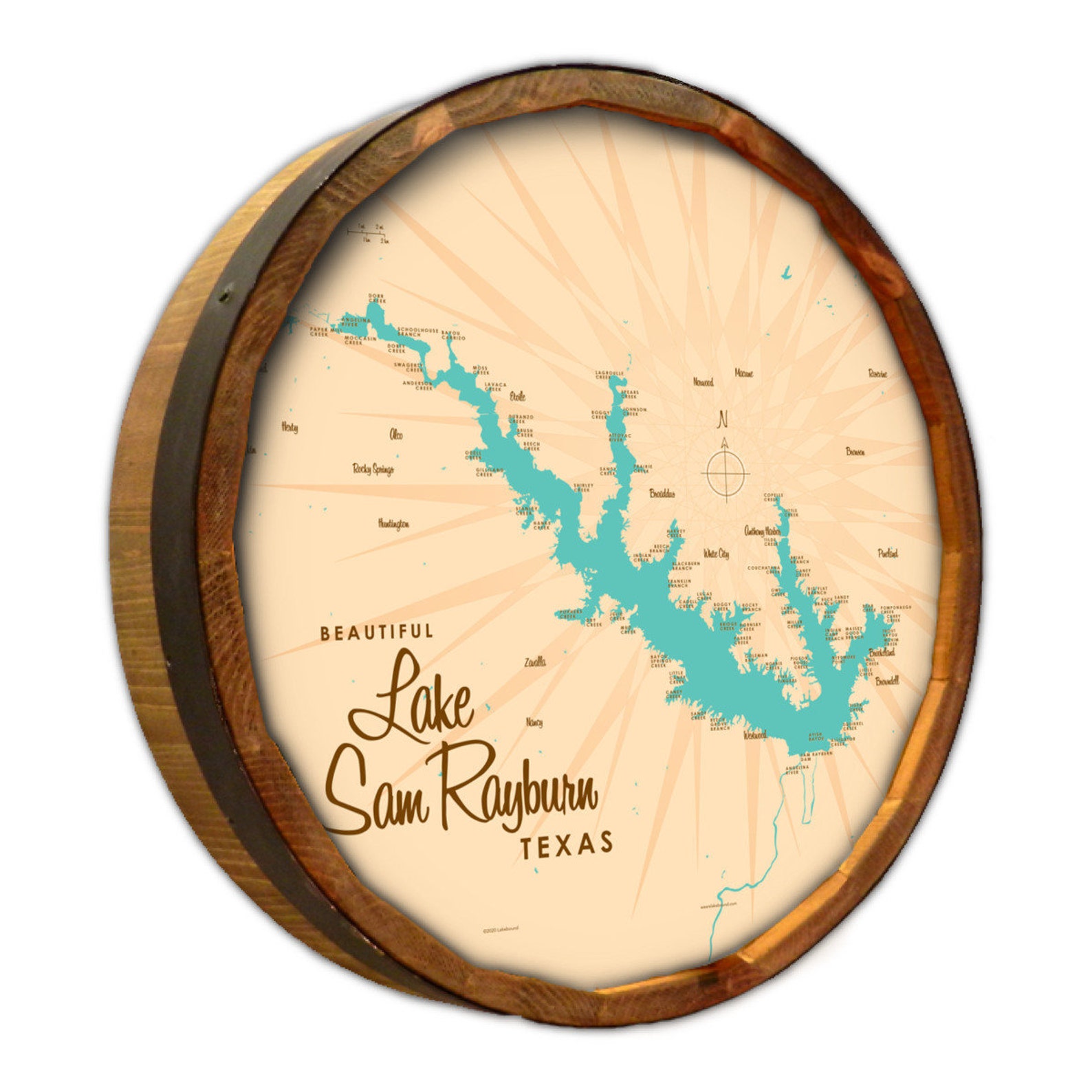 Lake Sam Rayburn Texas | Lake House Décor | Cabin Art | Custom Map ...