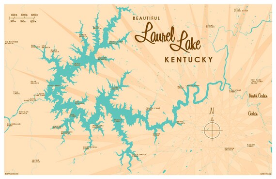 Laurel Lake KY Map Print | Etsy