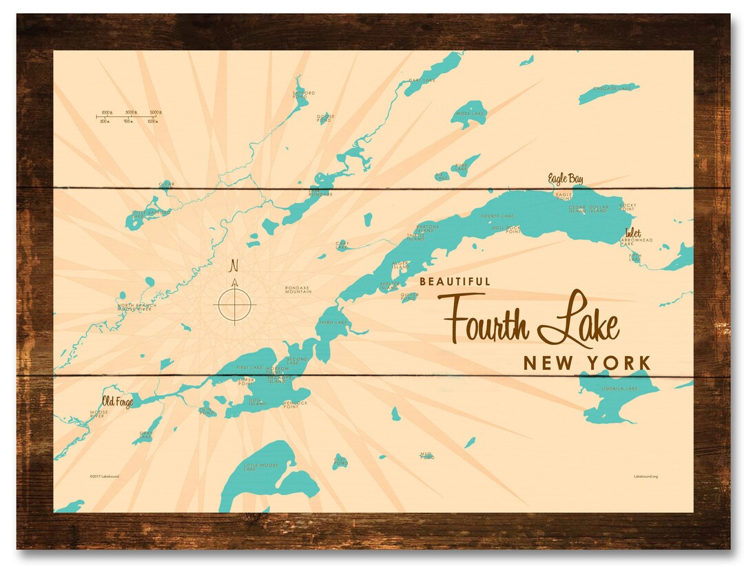 Fourth Lake New York (herkimer County), Rustic Wood Sign Map Art - Etsy