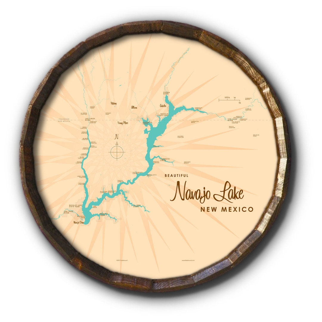 Navajo Lake New Mexico | Lake House Décor | Cabin Art | Custom Map ...