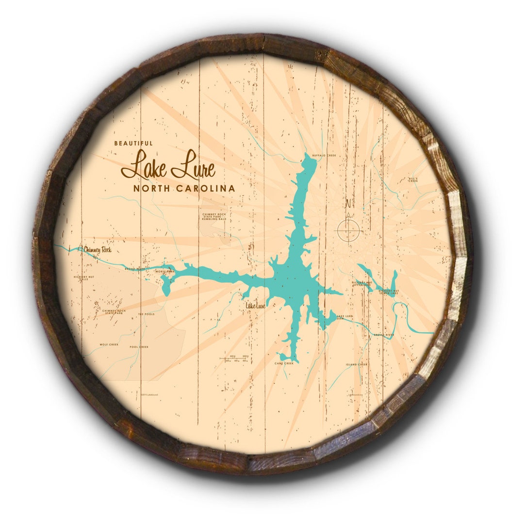 Lake Lure North Carolina, Rustic Barrel End Map Art - Etsy