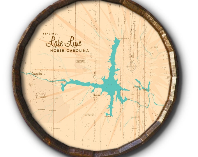 Lake Lure North Carolina, Rustic Barrel End Map Art - Etsy