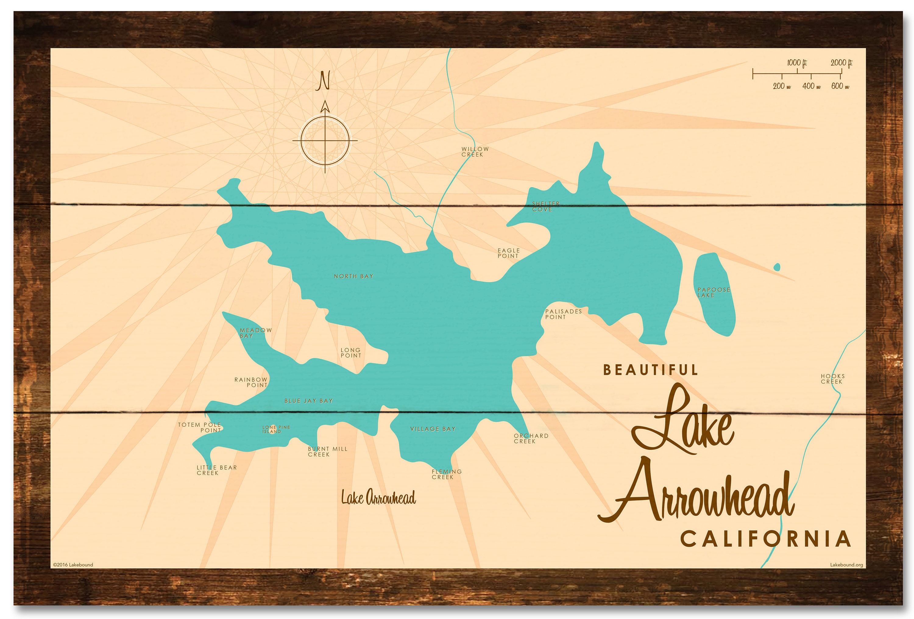 Lake Arrowhead California Rustic Wood Sign Map Art | Etsy