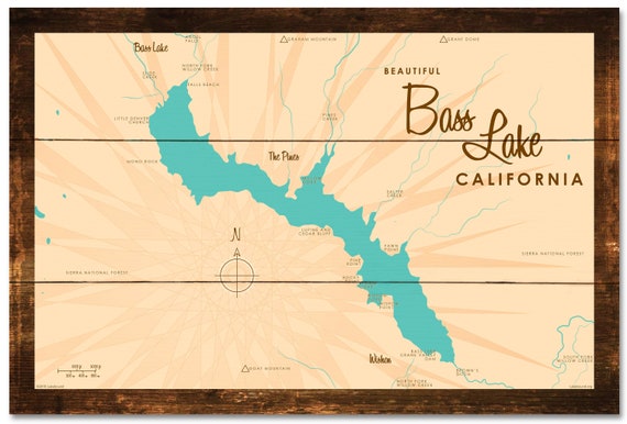 Bass Lake California Rustic Wood Sign Map Art - Etsy