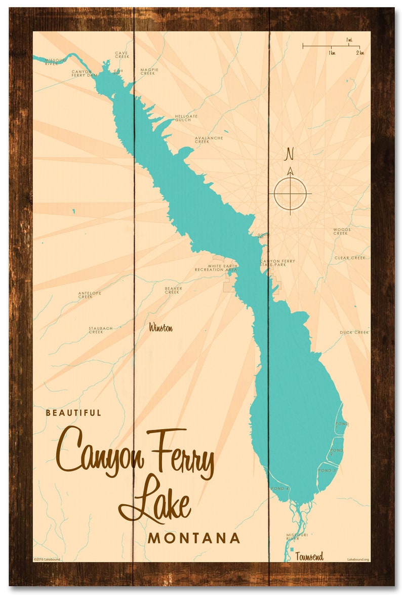 Canyon Ferry Lake Montana, Rustic Wood Sign Map Art - Etsy