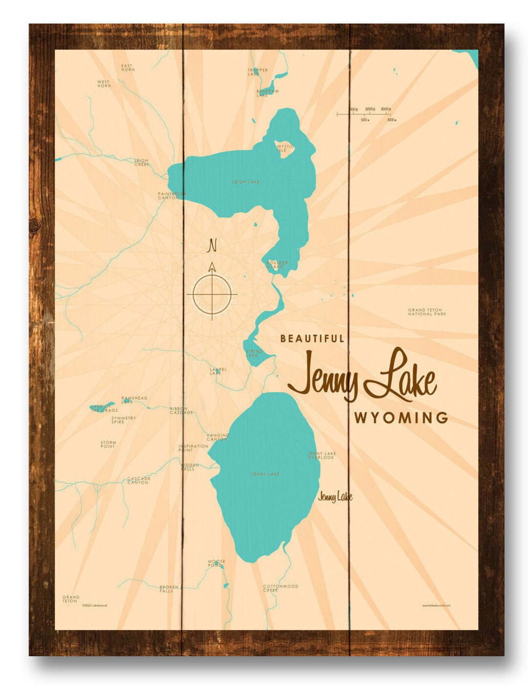 Jenny Lake Wyoming, Rustic Wood Sign Map Art - Etsy