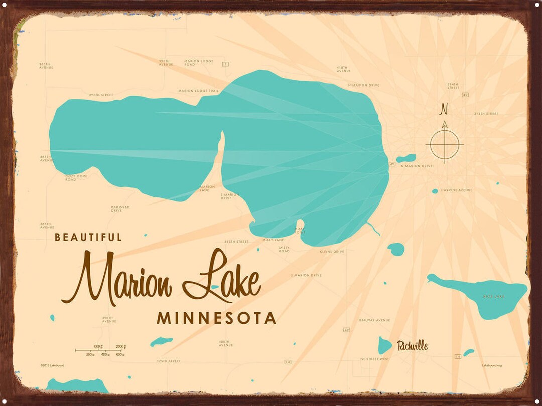 Marion Lake Minnesota | Lake House Décor | Cabin Art | Custom Map Gifts ...