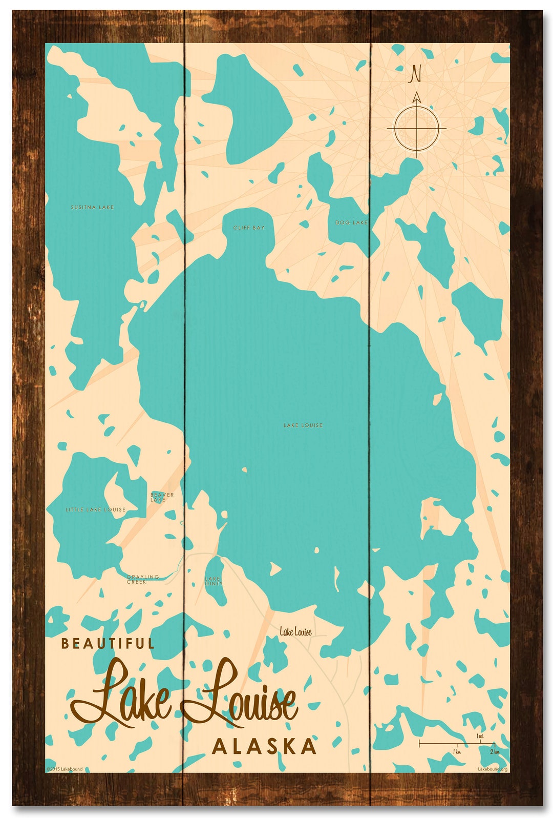 Lake Louise Alaska, Rustic Wood Sign Map Art - Etsy