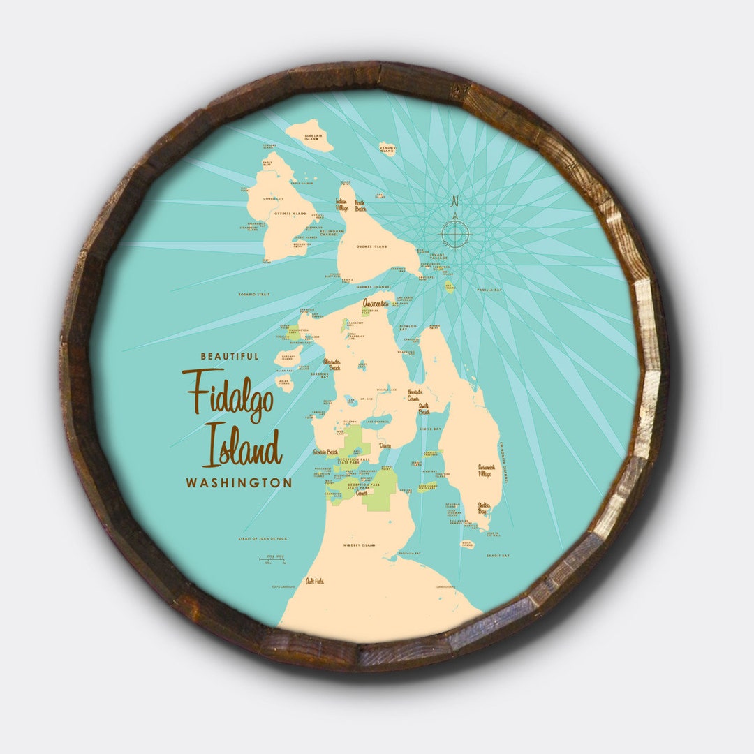 Fidalgo Island Washington | Lake House Décor | Cabin Art | Custom Map ...