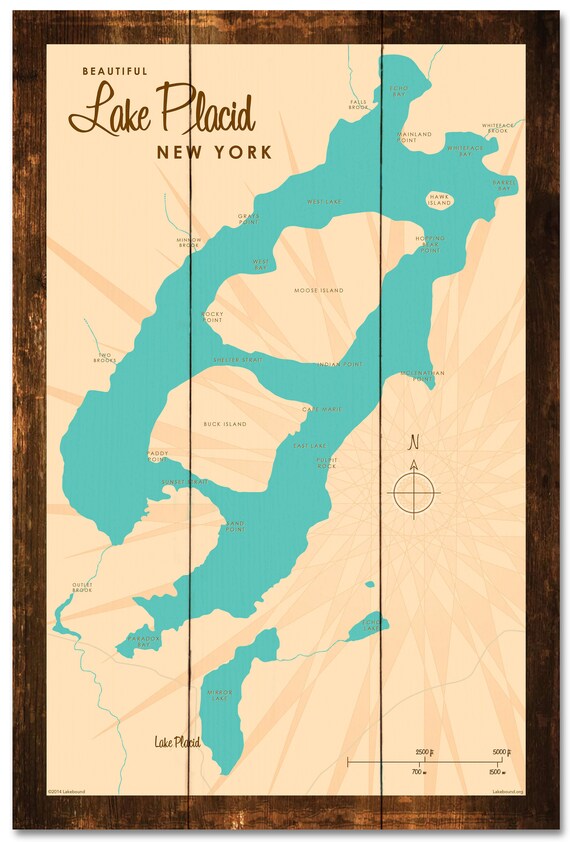 Lake Placid New York Rustic Wood Sign Map Art | Etsy