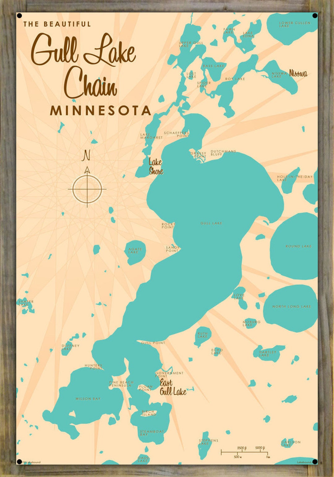 Gull Lake Chain Minnesota / Lake House Décor / Cabin Art / - Etsy España