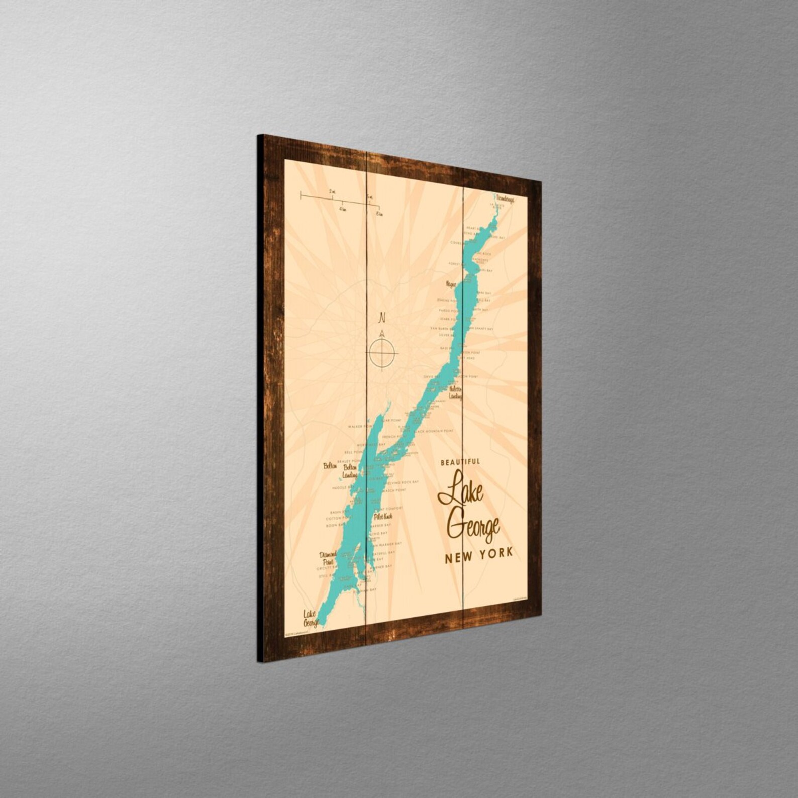 Lake George New York Rustic Wood Sign Map Art | Etsy