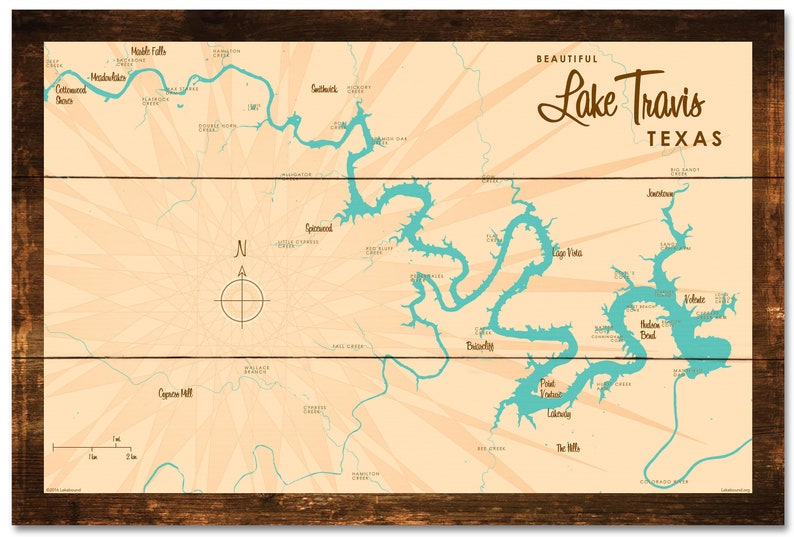 Lake Travis Texas Rustic Wood Sign Map Art | Etsy